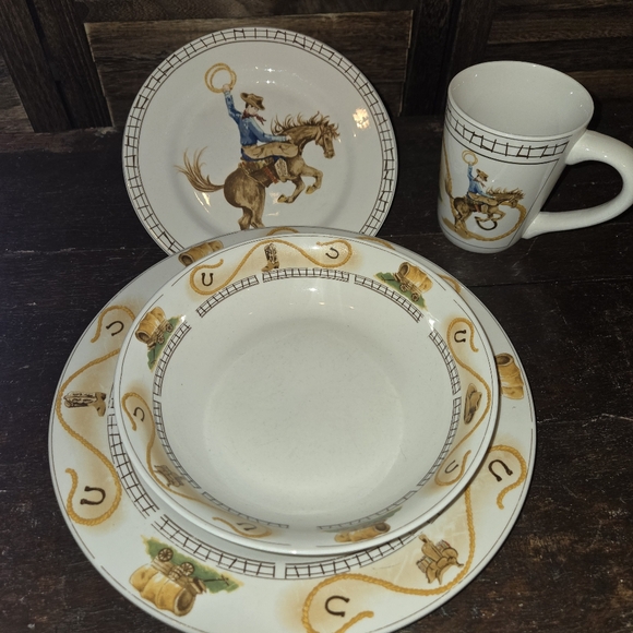 American Atelier | Dining | Vintage American Atelier Cowboy Dinnerware ...